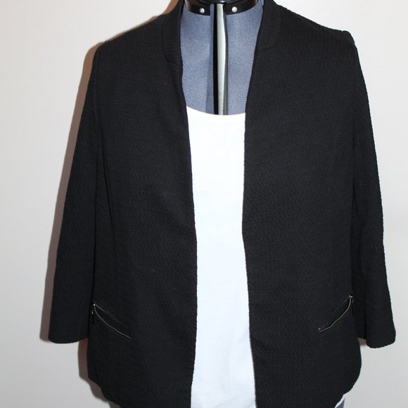 Alfani | Jackets & Coats | Open Front Black Blazer With Zipper Pockets ...